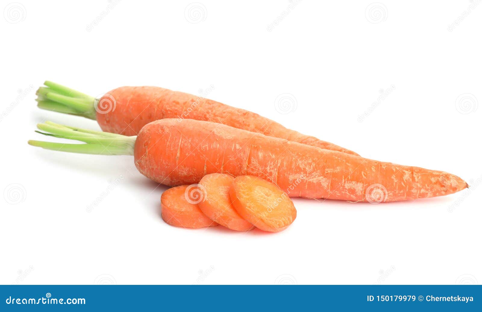 Whole and Sliced Ripe Carrots on White Stock Image - Image of food ...