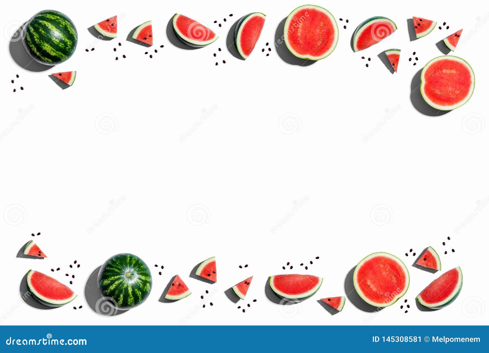 Whole and Sliced Watermelon Border Stock Image - Image of abstract ...