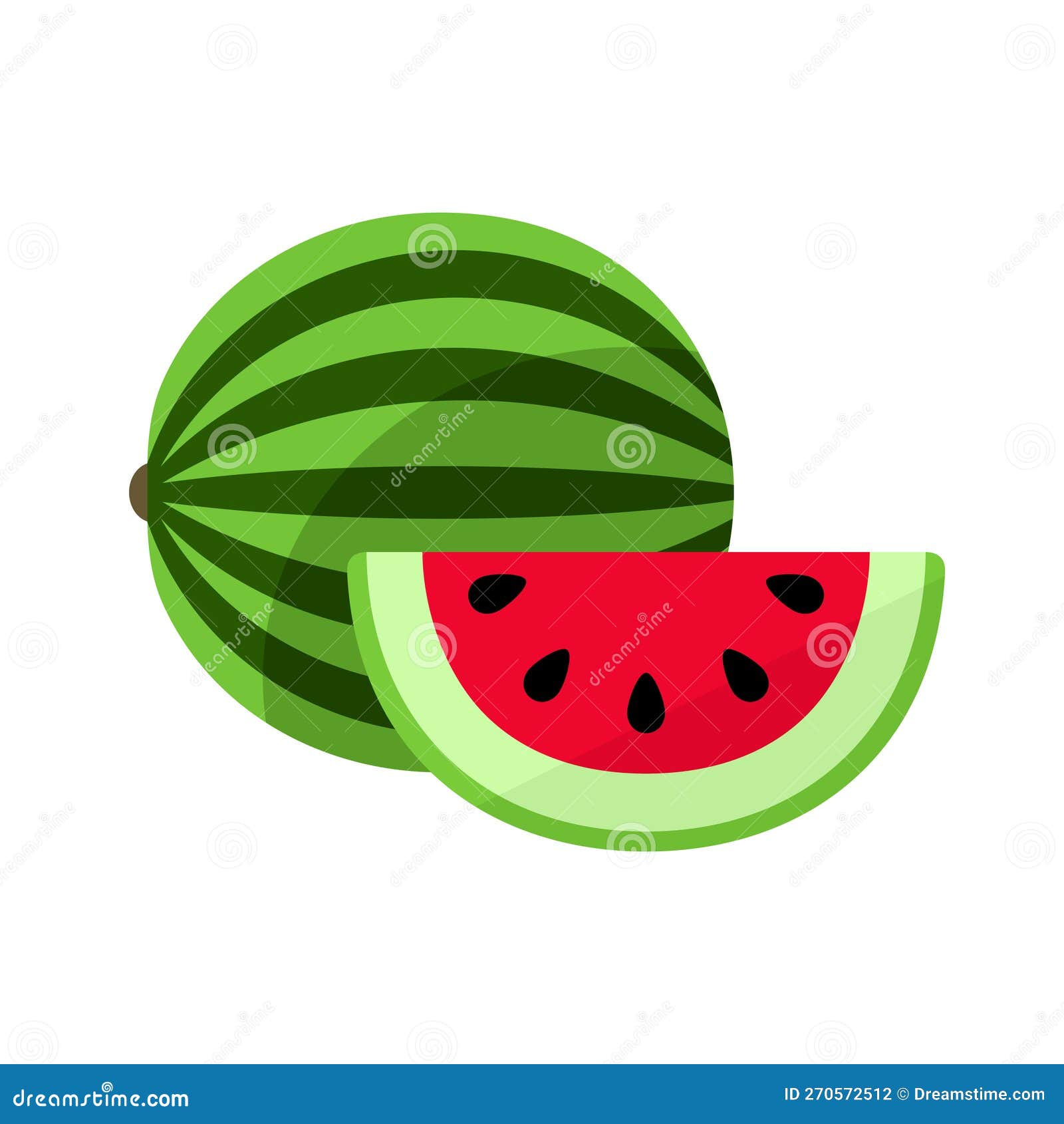 Whole and Sliced Watermelon. Flat Style Vector Illustration. Stock ...