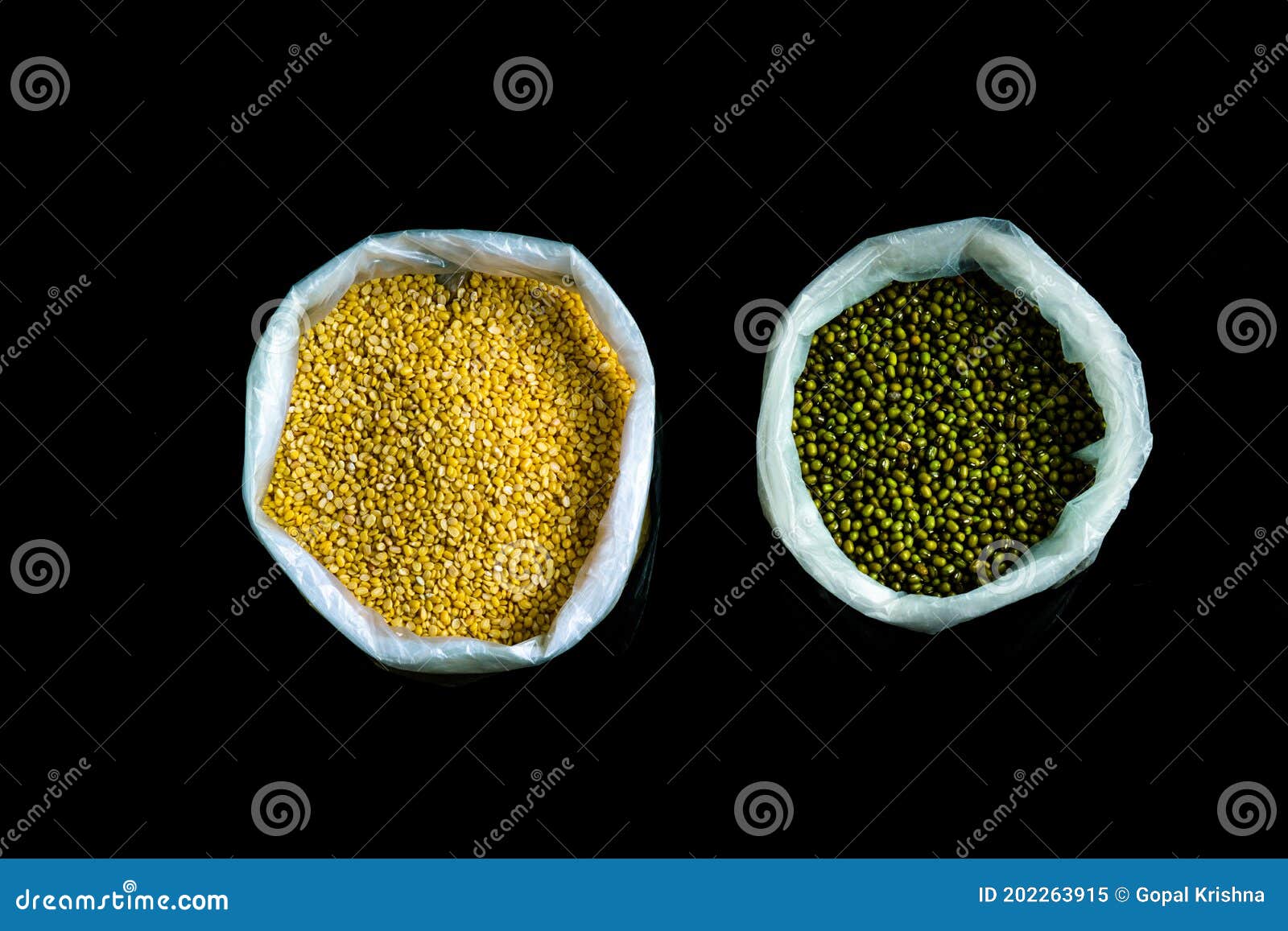 Whole and Split Green Gram in Bags Stock Image - Image of ingredient ...