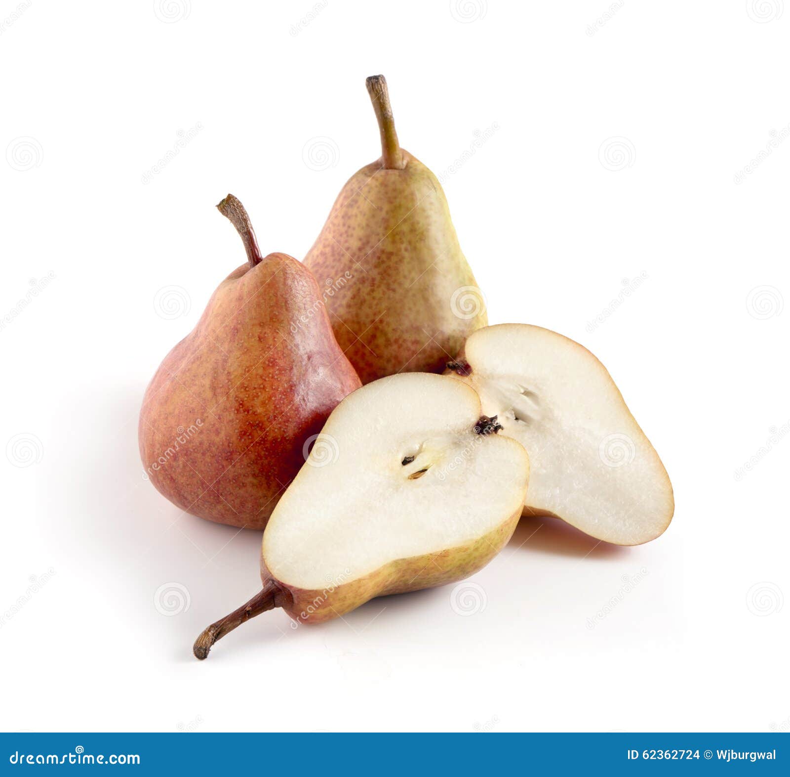 Whole and Split Pears on White Background Stock Photo - Image of food ...