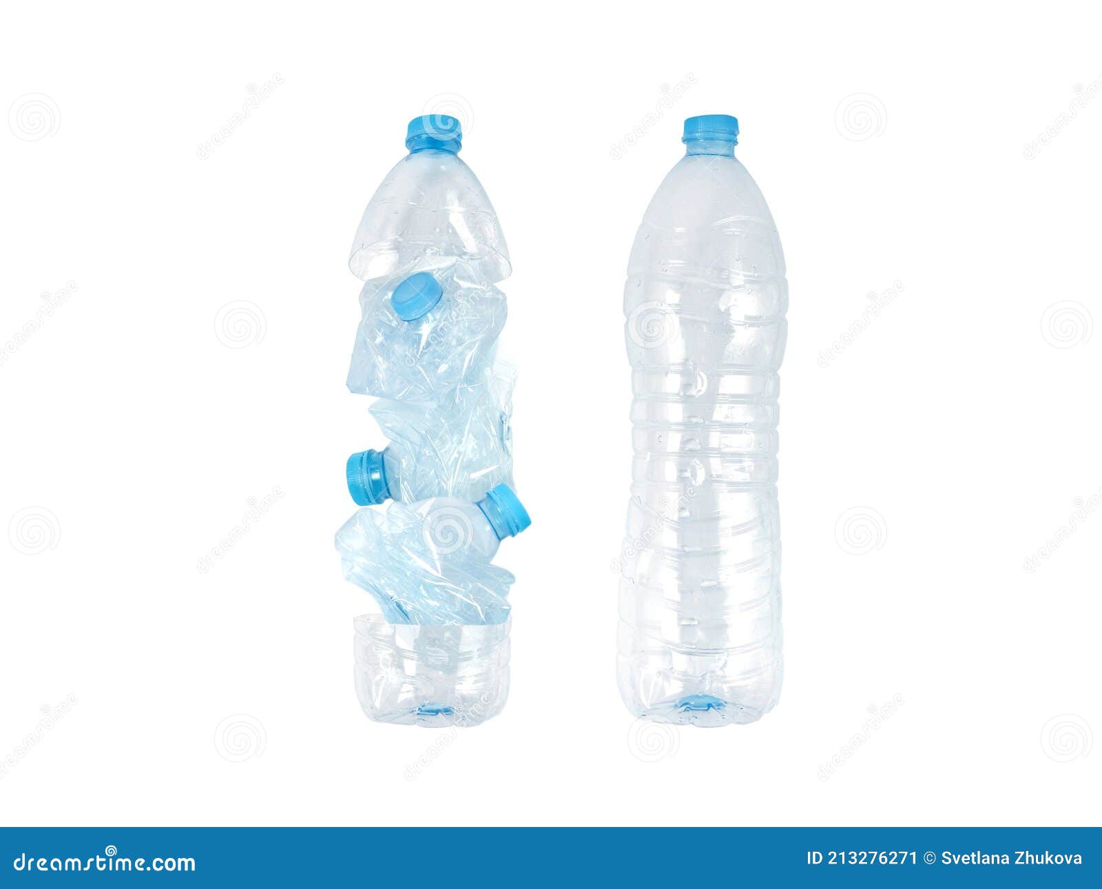 Whole and Squashed Plastic Bottles Isolated on White Stock Image ...