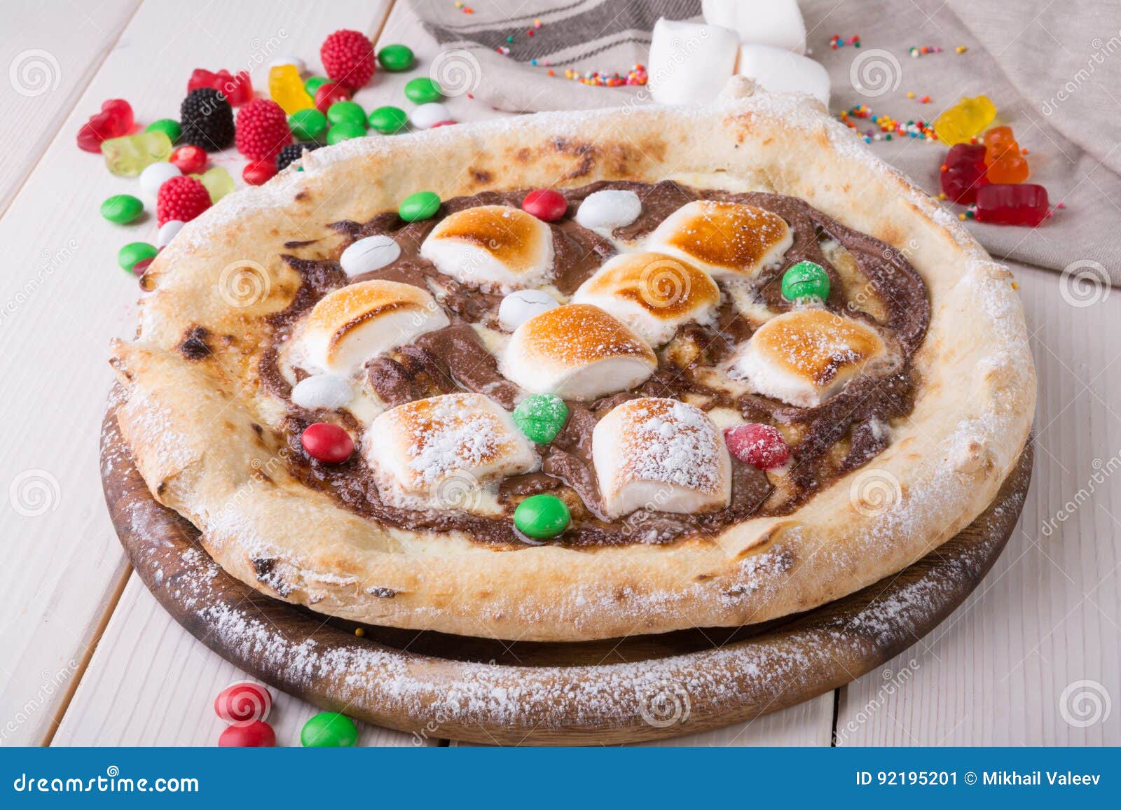 Whole sweet pizza stock image. Image of yellow, chocolate - 92195201