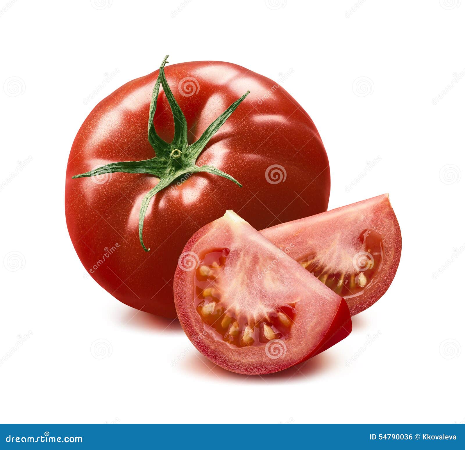 Whole Tomato and Two Quarters on White Stock Photo - Image of season ...