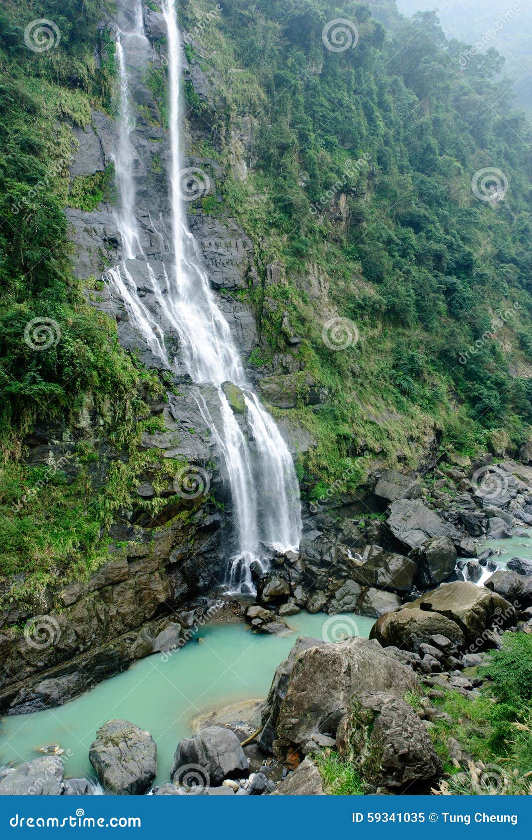 Whole View of Waterfall in Wulai District Stock Image - Image of motion ...