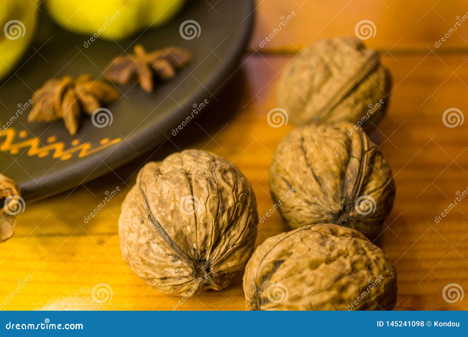 Whole Walnuts on a Wooden Table, Still Life, Close Up Stock Photo ...