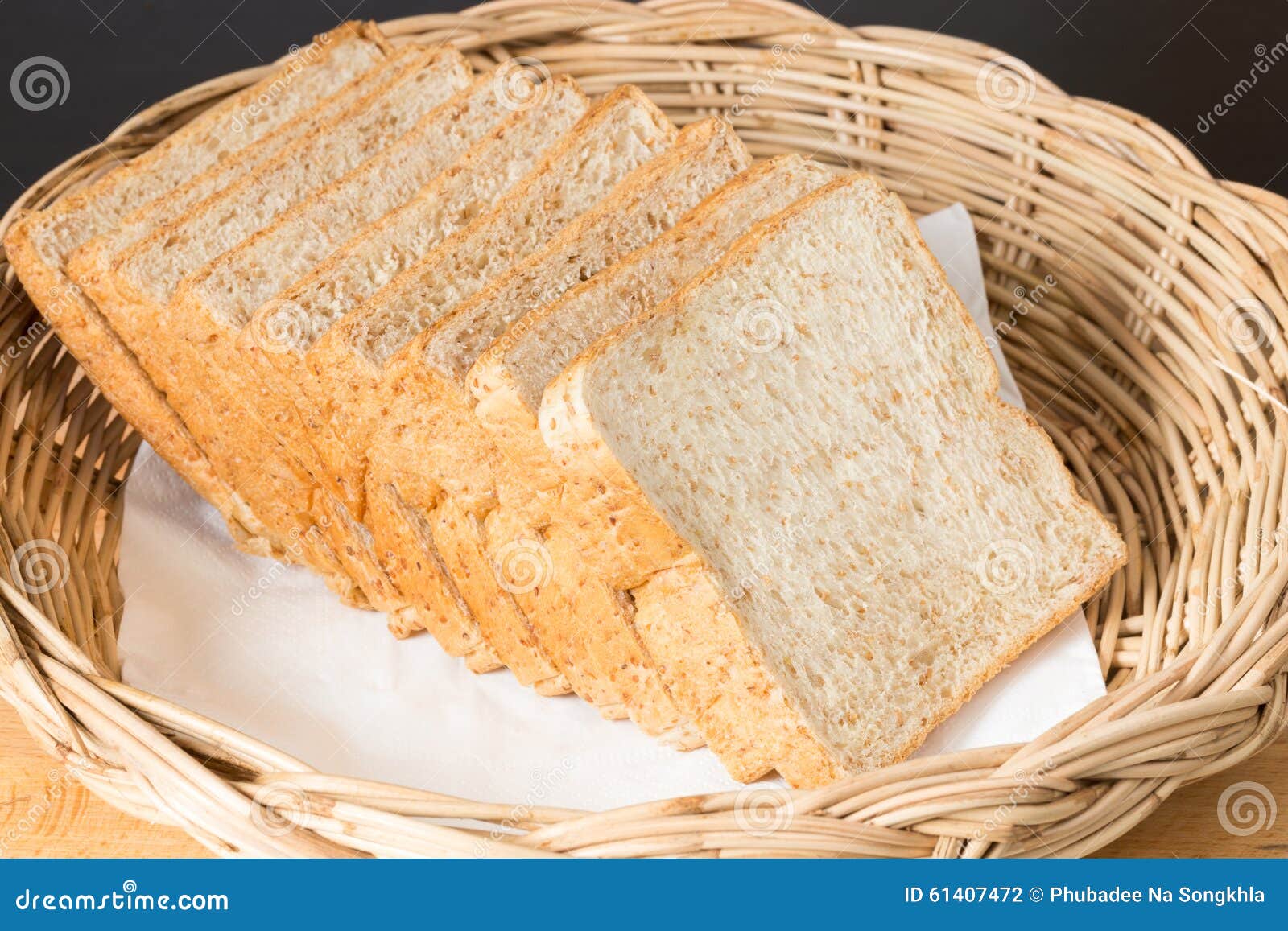 Whole Wheat Bread in Basket Stock Photo - Image of meal, health: 61407472