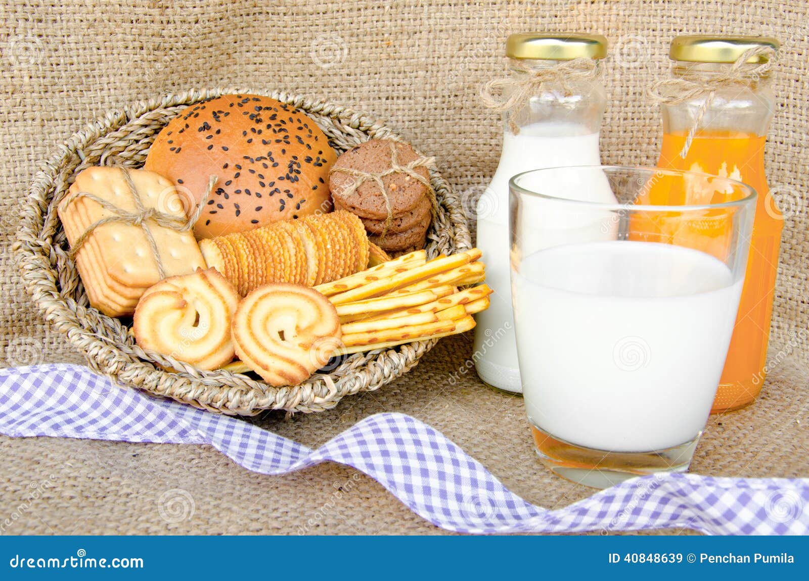 Whole Wheat Bread and Biscuits in Breakfast Set Stock Image - Image of ...