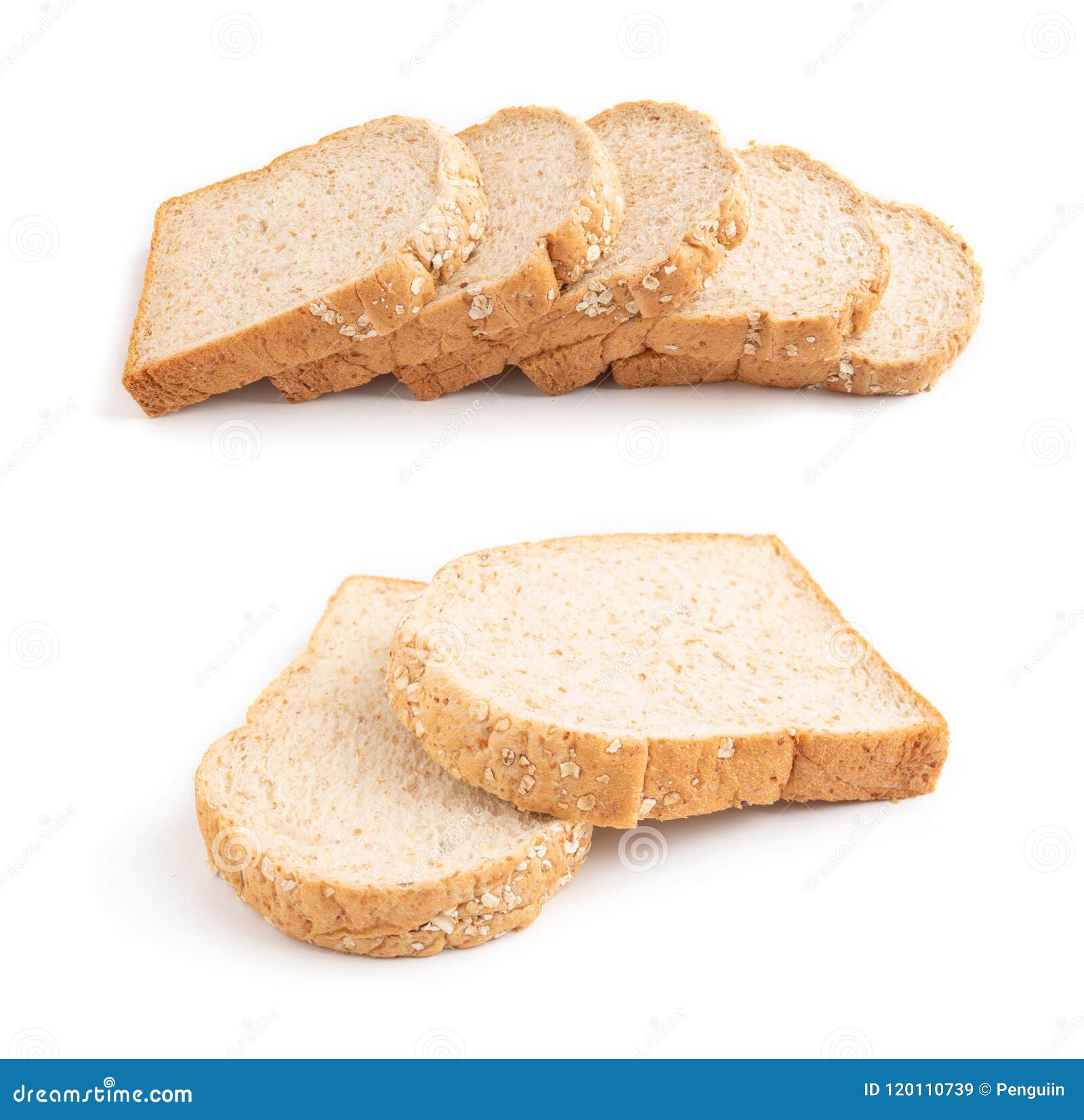 Whole Wheat Bread, Isolated on White Background Stock Image - Image of ...