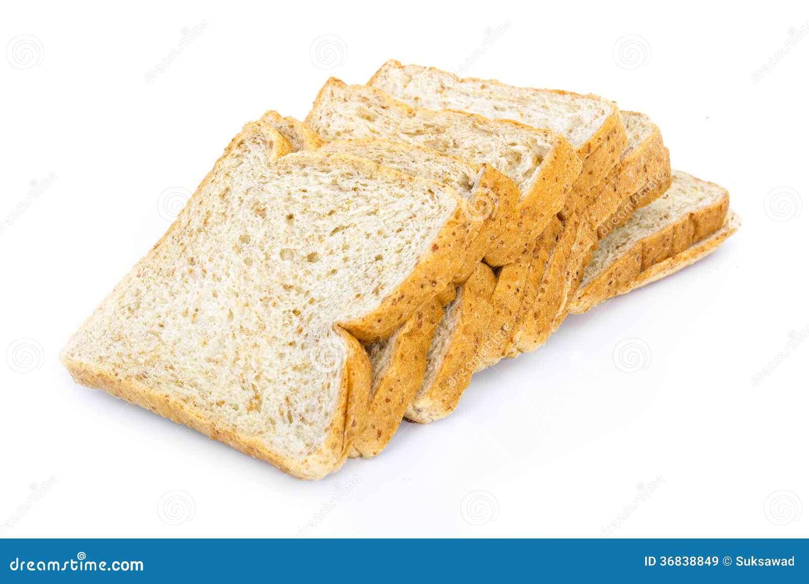 Whole Wheat Bread Isolated on White Background Stock Image - Image of ...