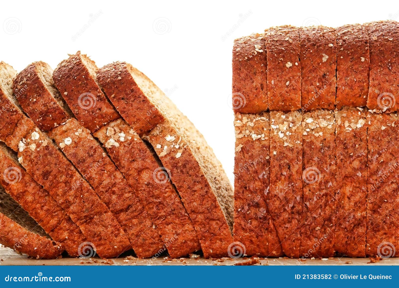 Whole Wheat Bread Loaf Cut in Slice on Wood Board Stock Photo - Image ...
