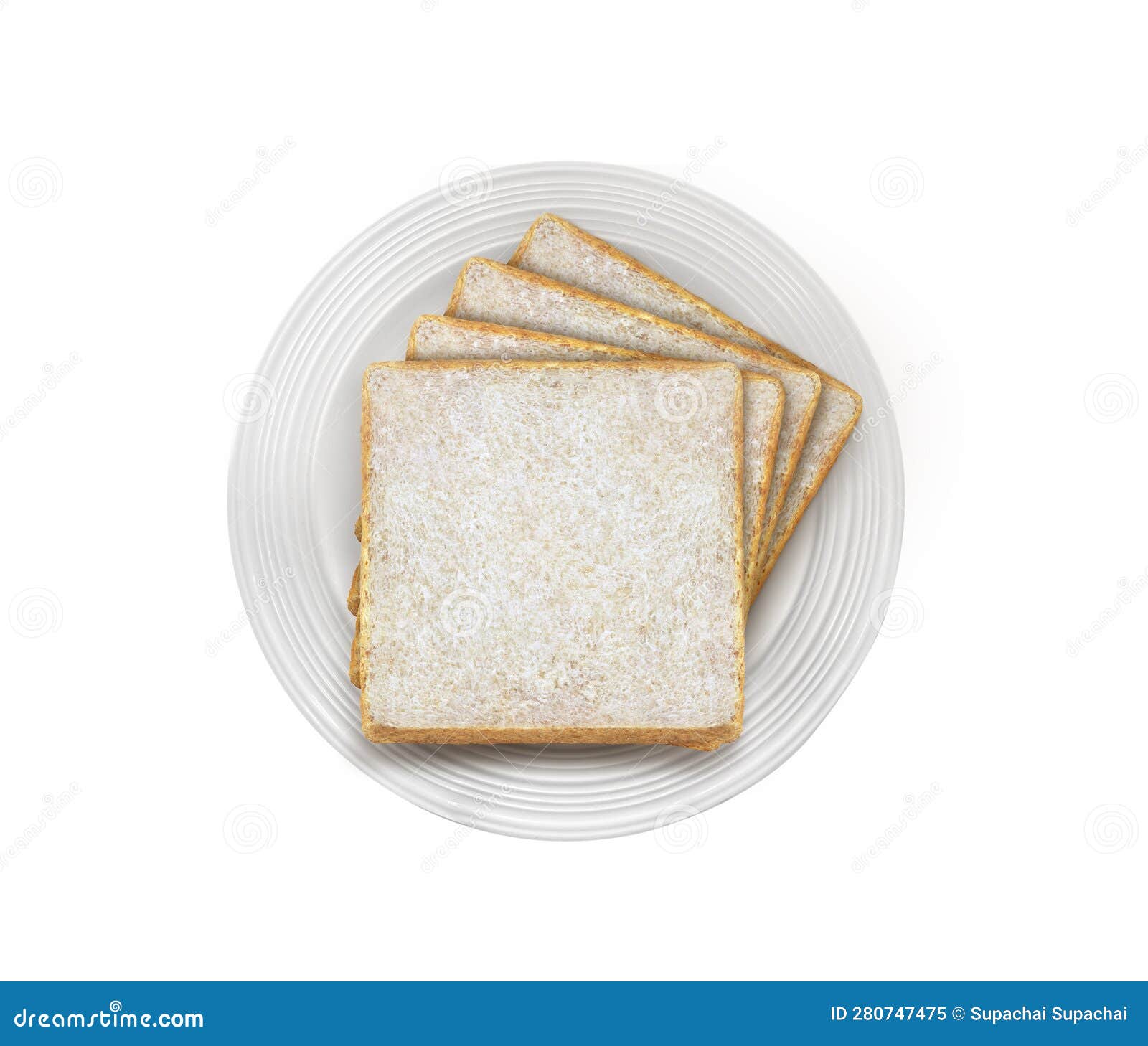 Whole Wheat Bread on a Plate on White Background Stock Image - Image of ...