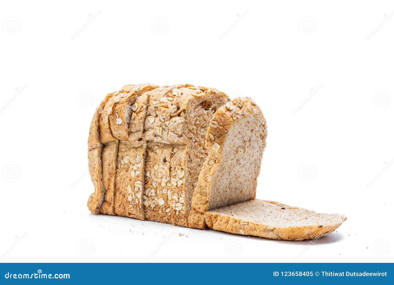 Whole Wheat Bread with Row, Isolated Stock Image - Image of natural ...