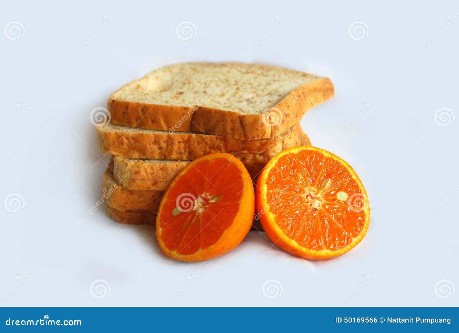 Whole Wheat Bread with Slice Orange Stock Photo - Image of citrus ...
