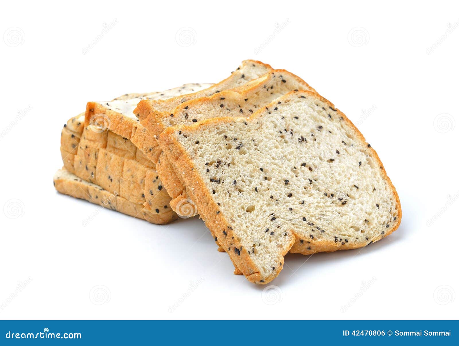 Whole Wheat Bread on White Background Stock Photo - Image of slice ...