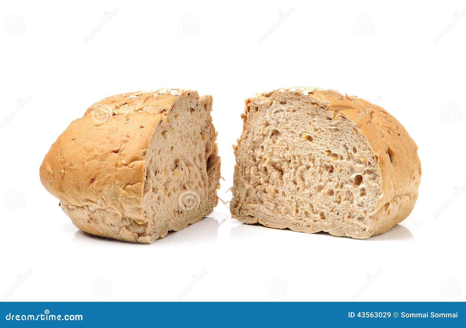 Whole Wheat Bread on White Background Stock Image - Image of fresh ...