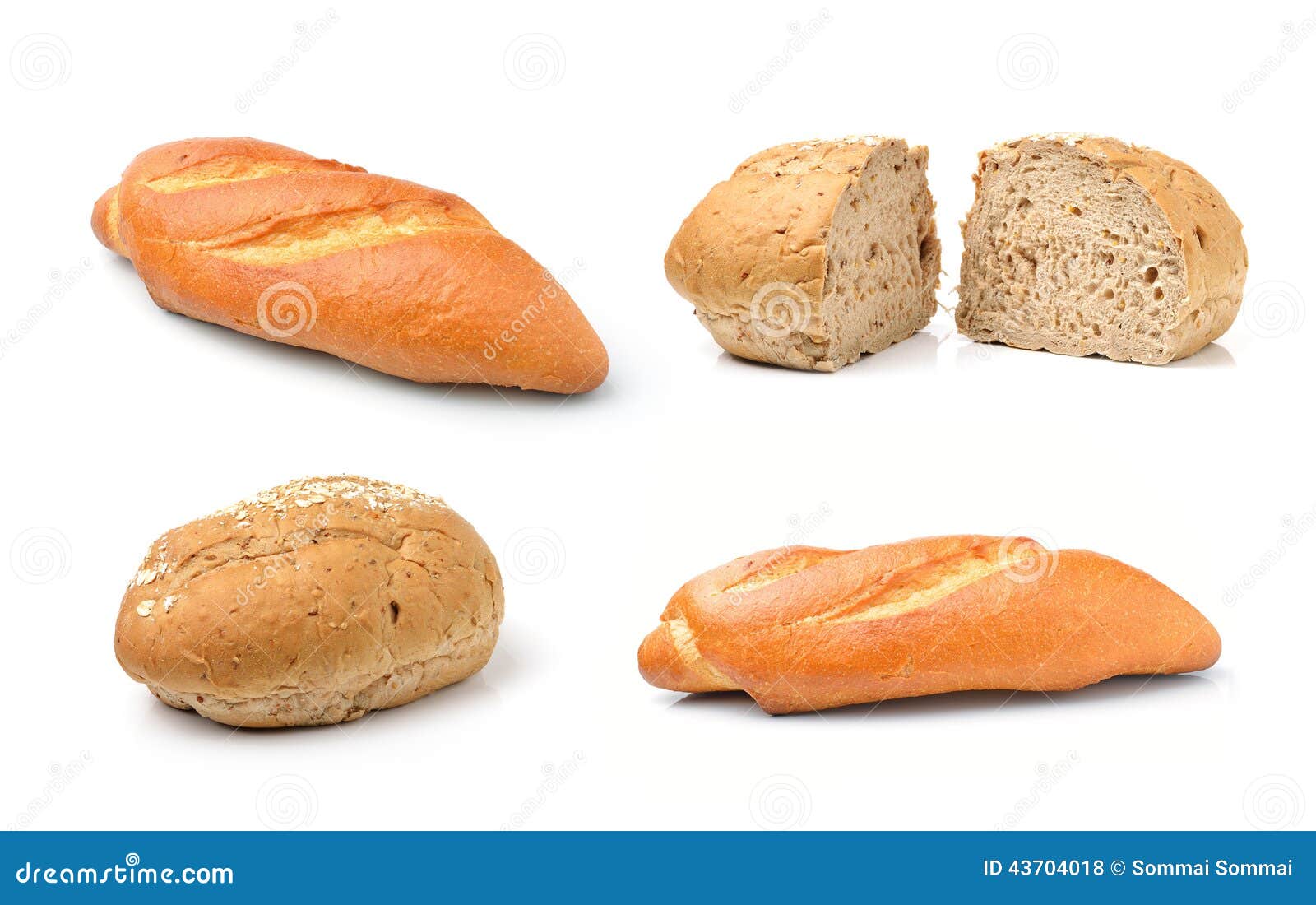 Whole Wheat Bread on White Background Stock Photo - Image of crusty ...
