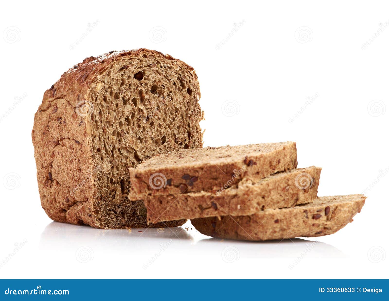 Whole Wheat Bread, on White Background Stock Image - Image of meal ...