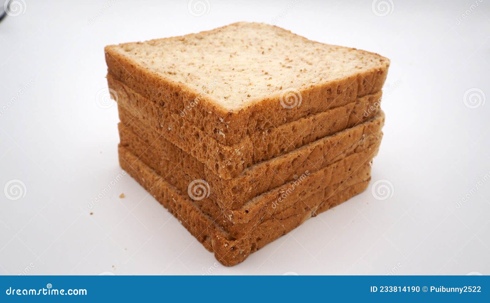Whole Wheat Bread on White Background Top Angle Vie Stock Photo - Image ...