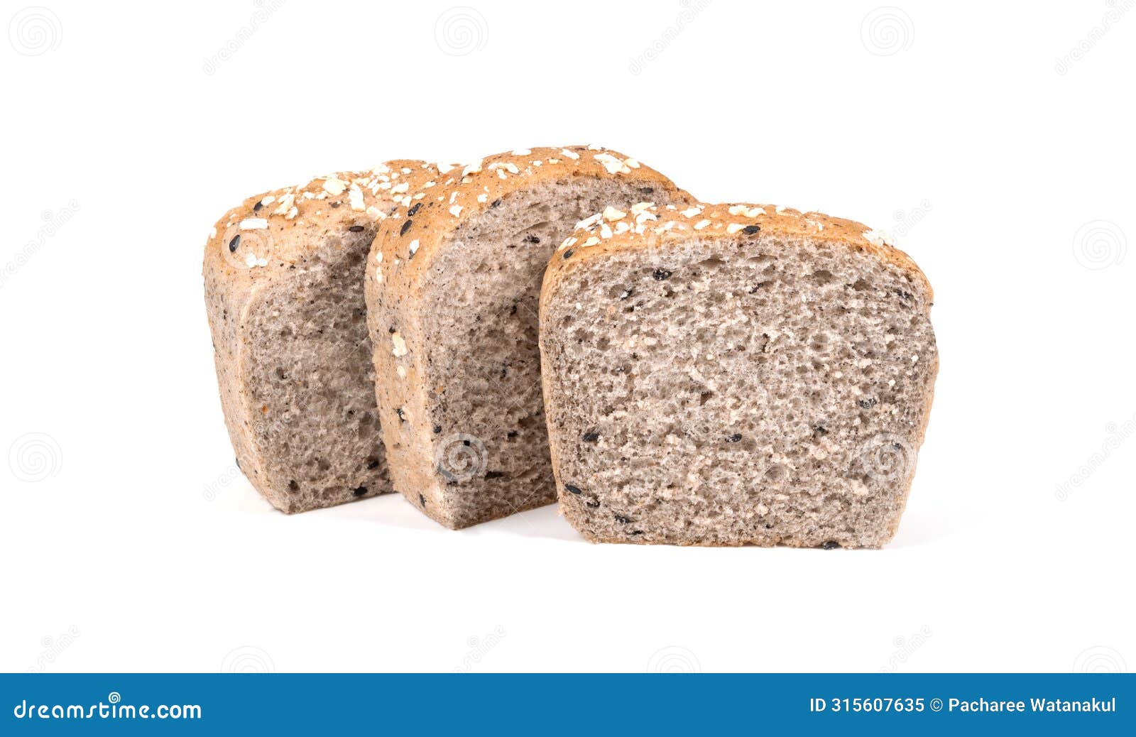 Whole Wheat Breads Sliced Isolated on a White Background Stock Image ...