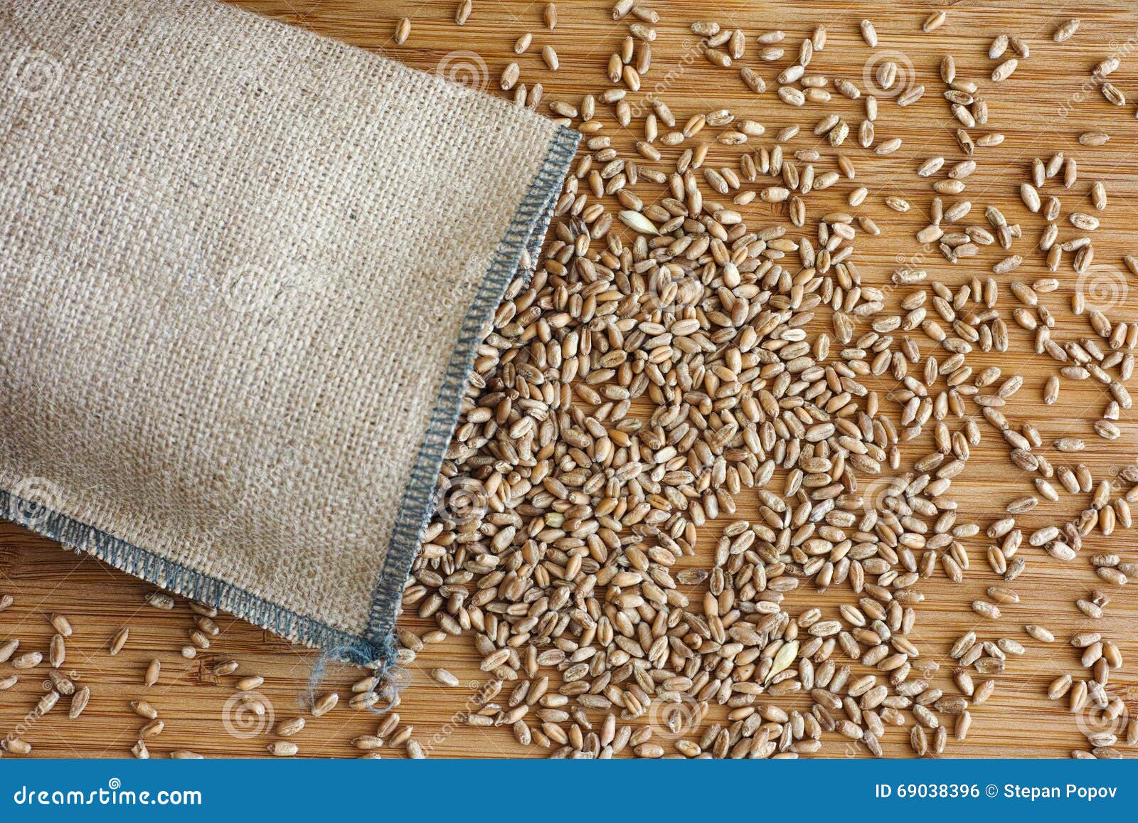 Whole Wheat Grain Kernels Spilling Out of Burlap Bag Stock Photo ...