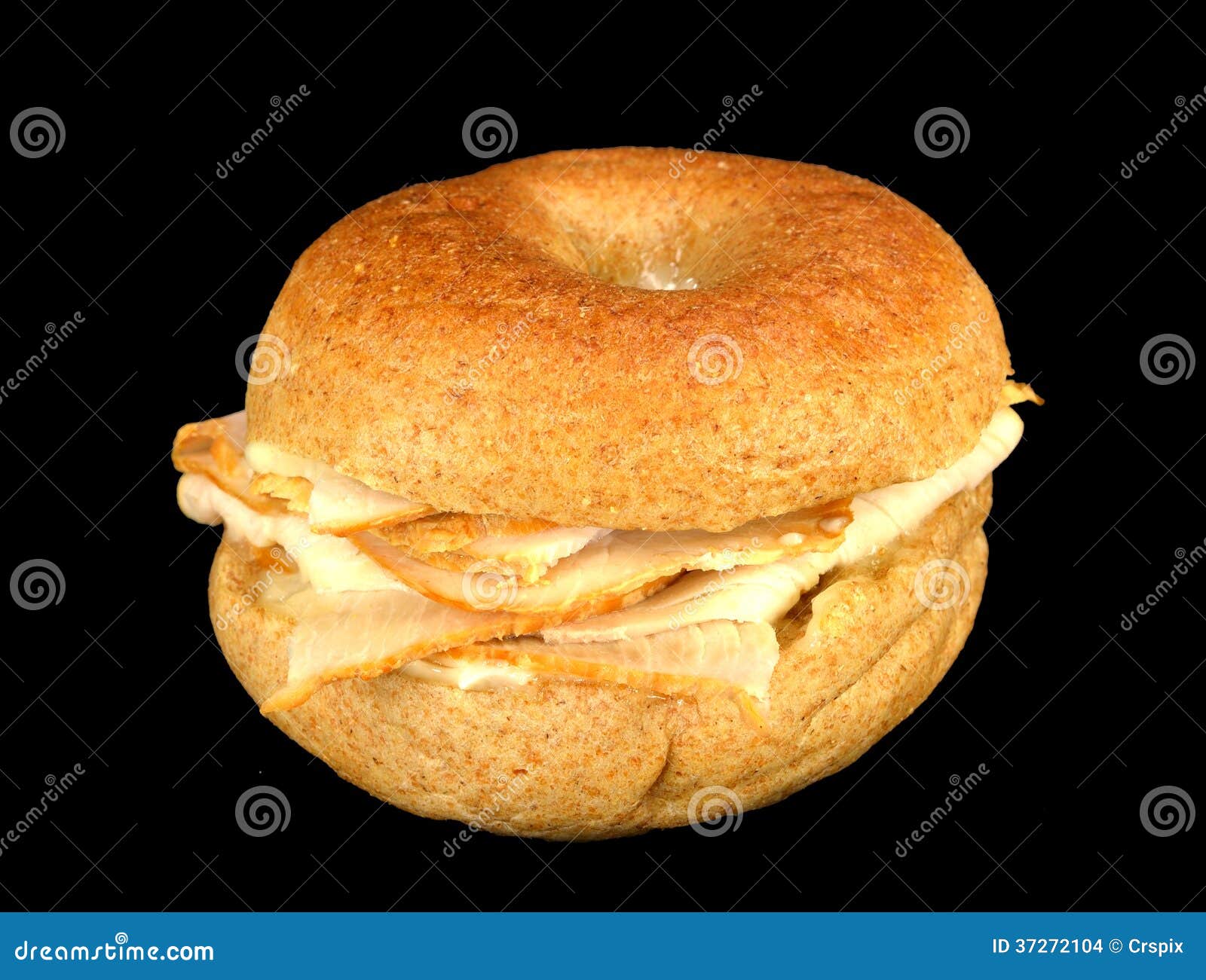 Whole Wheat Mini Bagel Sandwich Stock Photo - Image of turkey ...