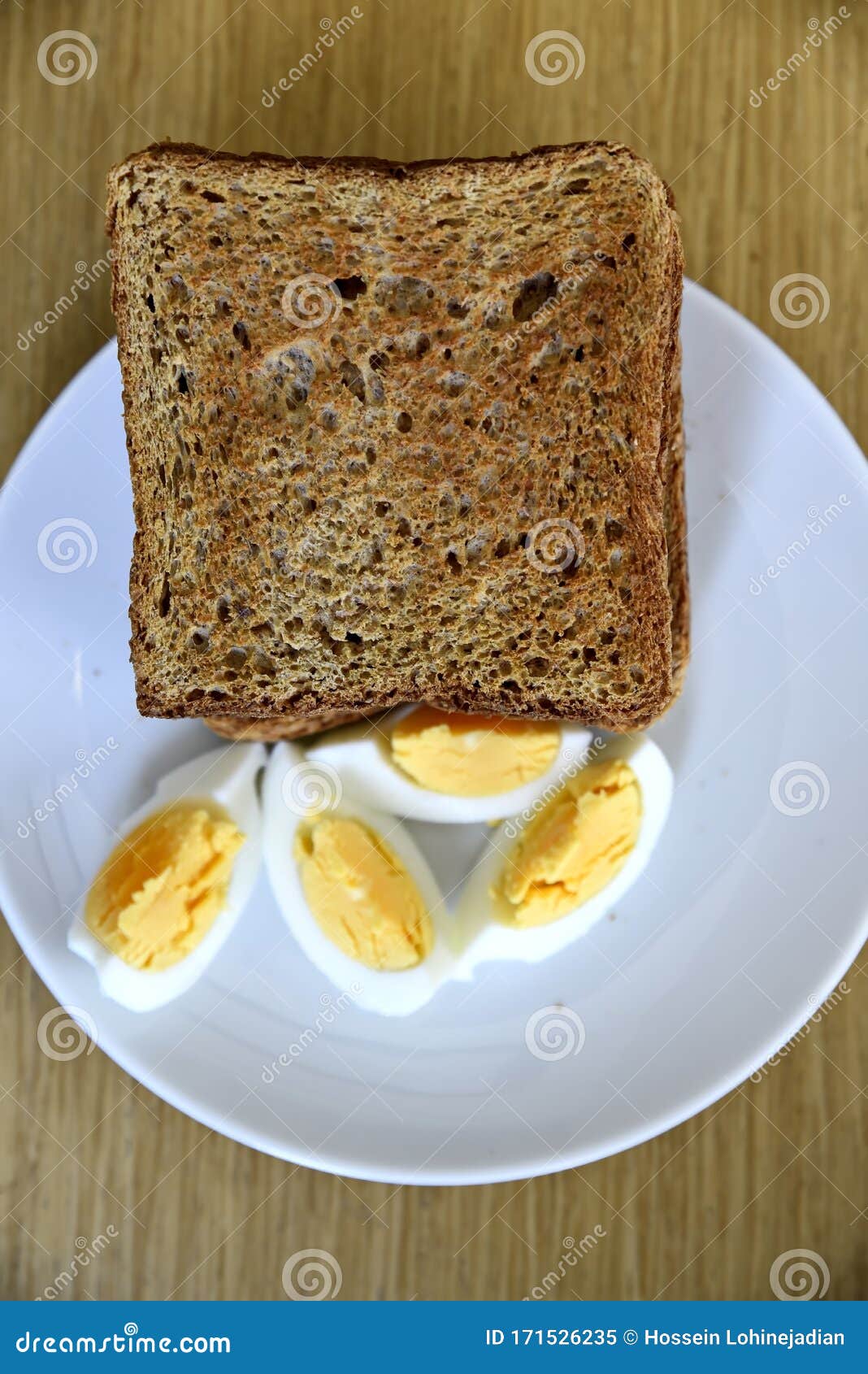 Whole Wheat Slice Toasted Bread with Sliced Boiled Egg on the White ...