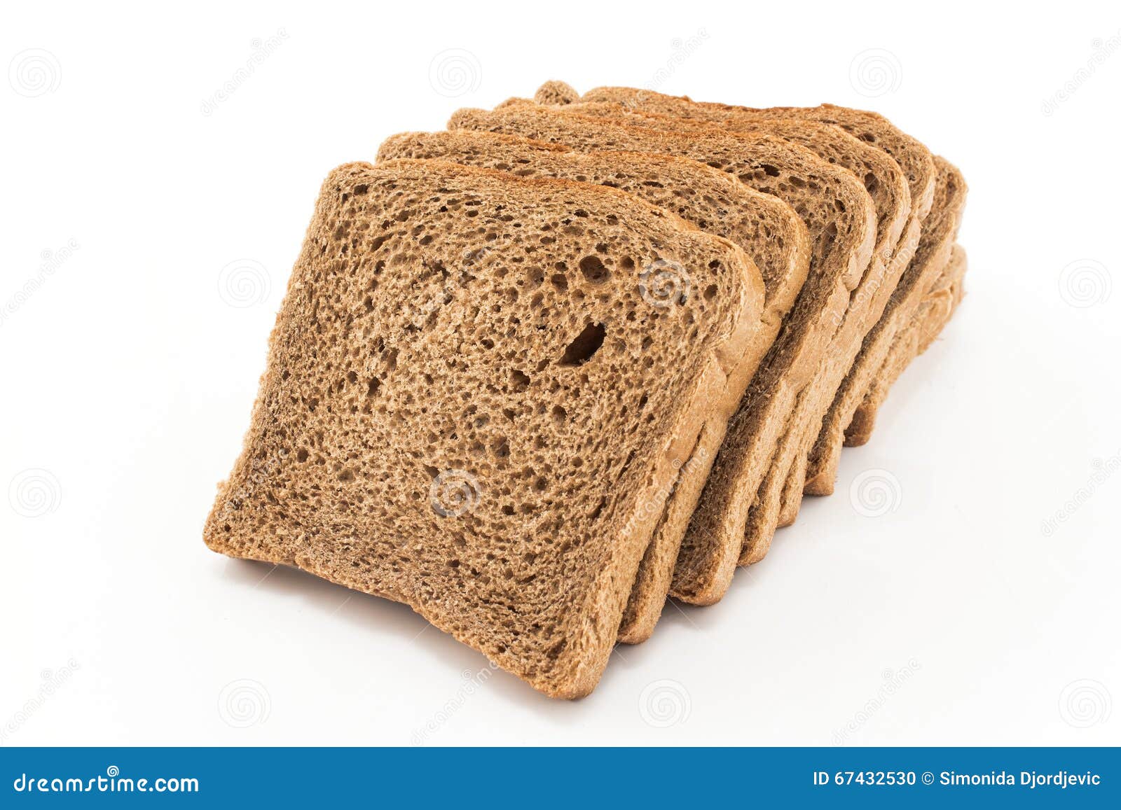 Whole wheat toast on white stock photo. Image of baked - 67432530