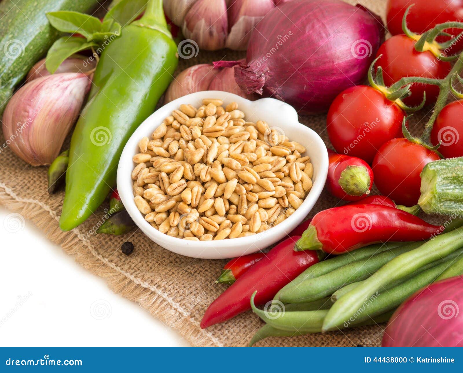 Whole wheat and vegetables stock photo. Image of kernel - 44438000