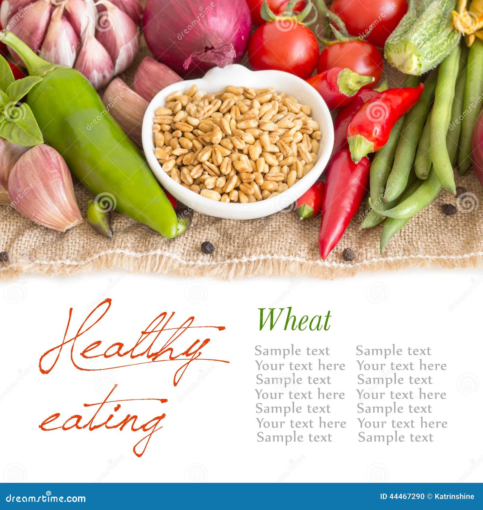 Whole wheat and vegetables stock photo. Image of grain - 44467290