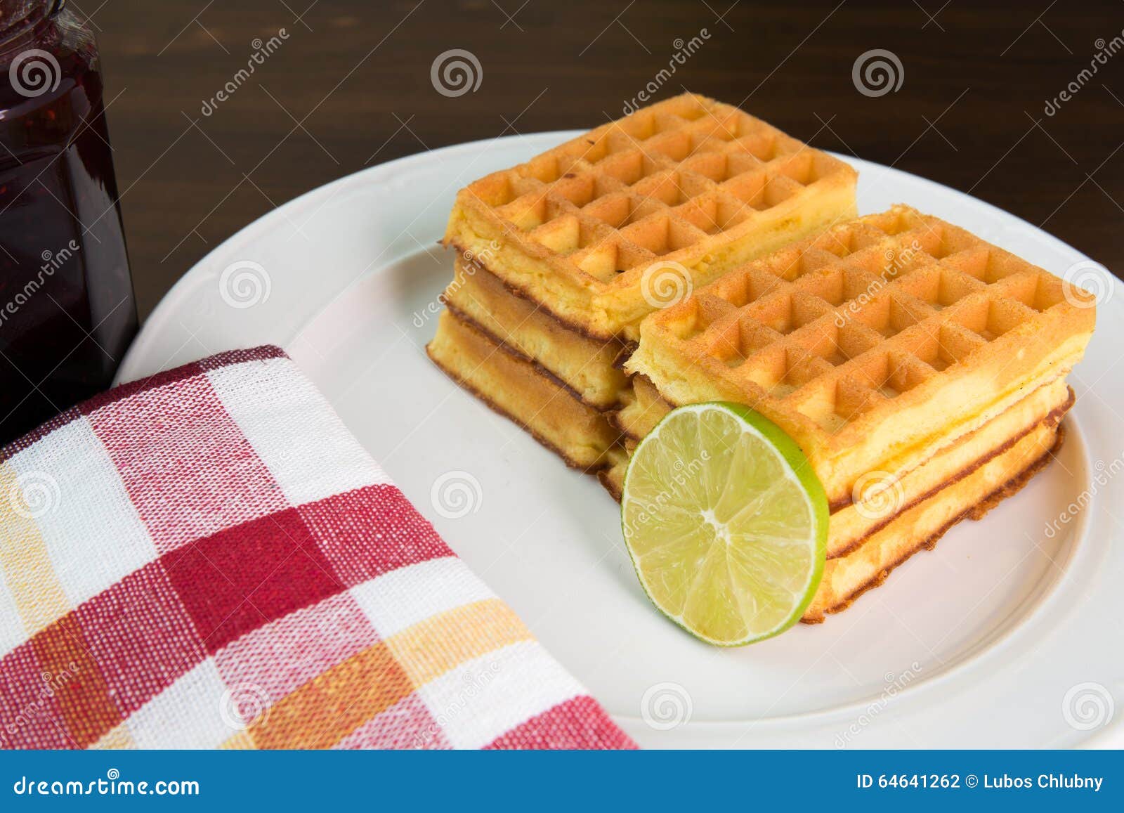 Whole Wheat Waffles on Plate Stock Photo - Image of fresh, sweet: 64641262