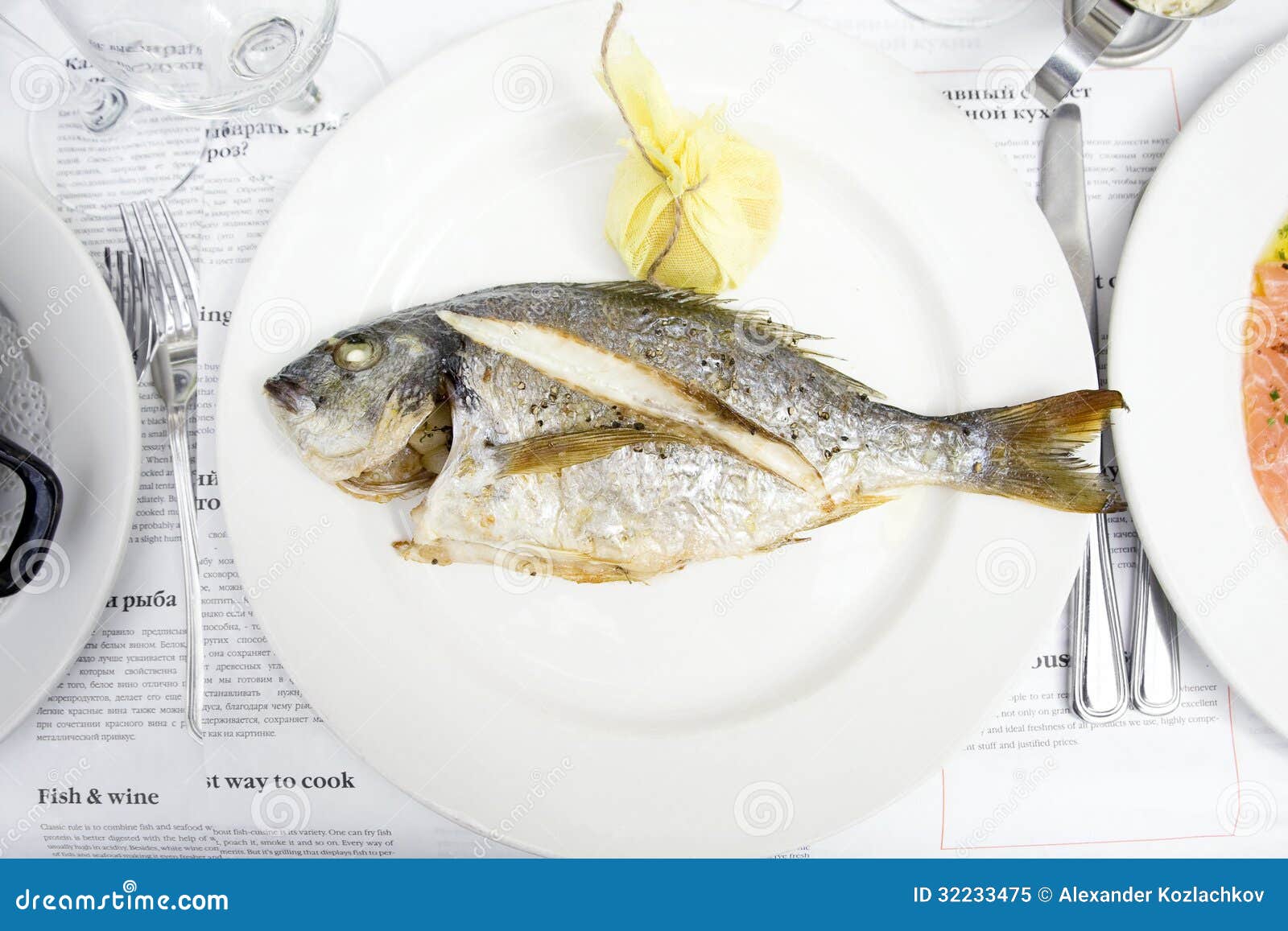 Whole White Fish on a White Plate Stock Image - Image of bream, dining ...