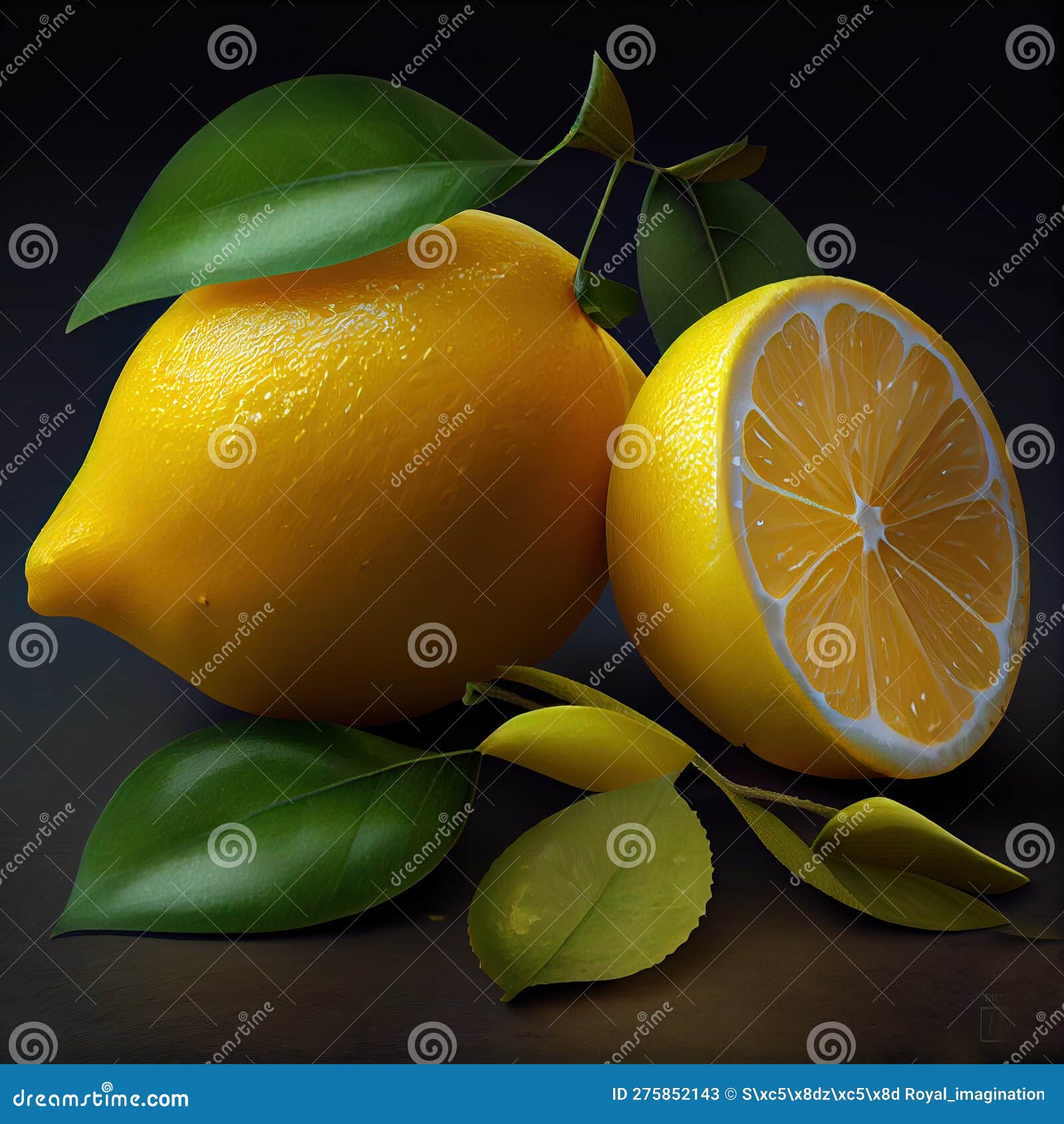 Whole Yellow Lemons and Split Half a Freshly Harvested Lemon -Generate ...