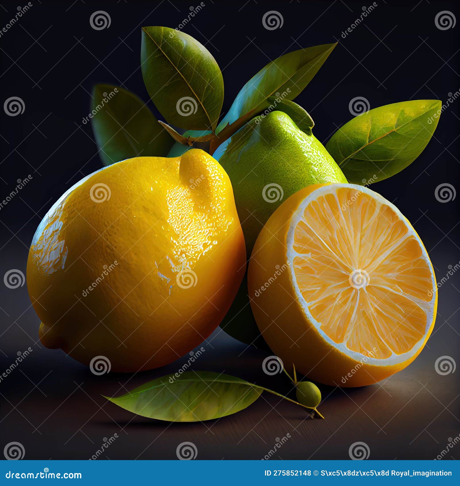 Whole Yellow Lemons and Split Half a Freshly Harvested Lemon -Generate ...