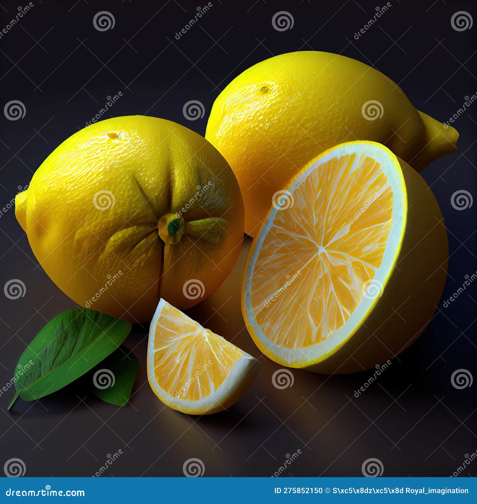 Whole Yellow Lemons and Split Half a Freshly Harvested Lemon -Generate ...