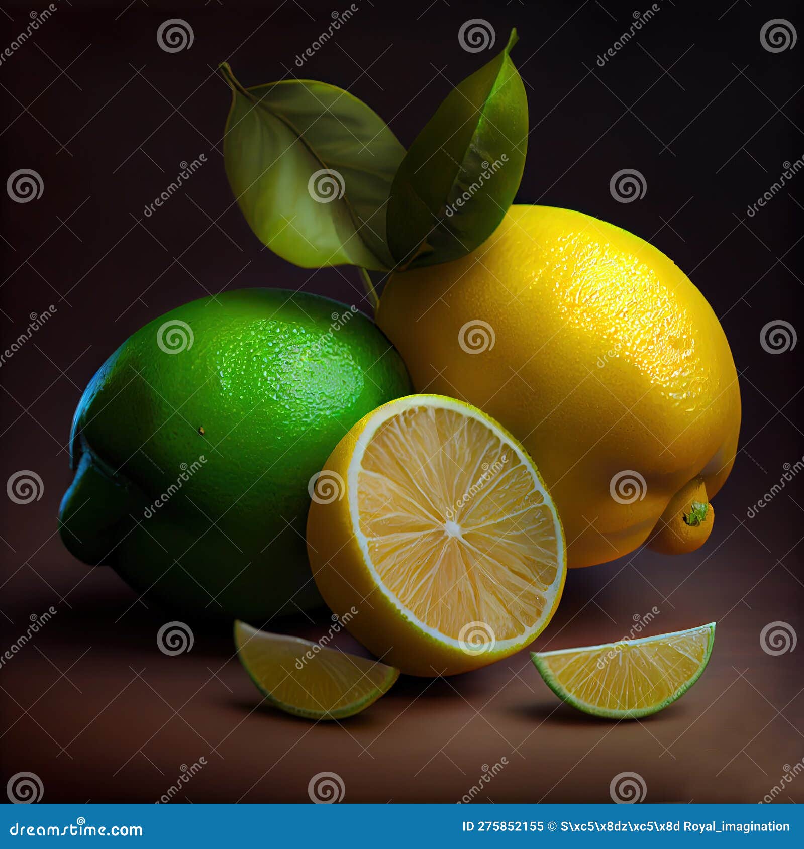 Whole Yellow Lemons and Split Half a Freshly Harvested Lemon -Generate ...