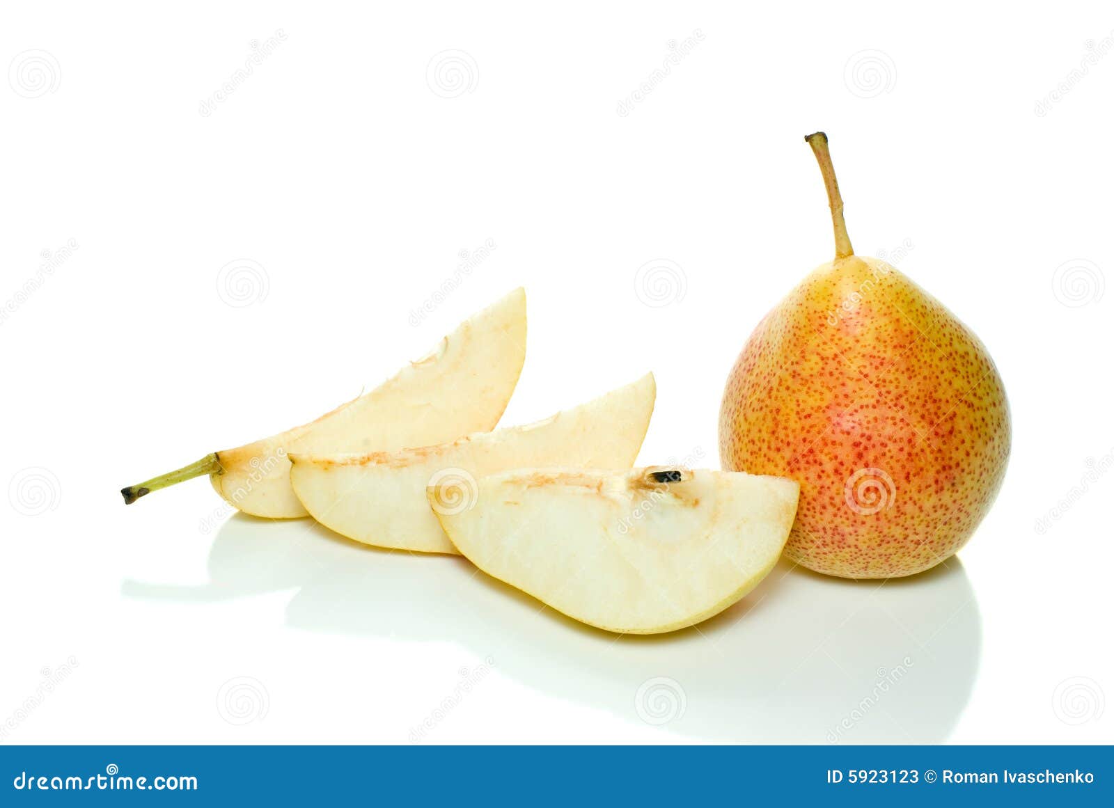 Whole Yellow-red Pear and Few Slices Stock Image - Image of slice ...