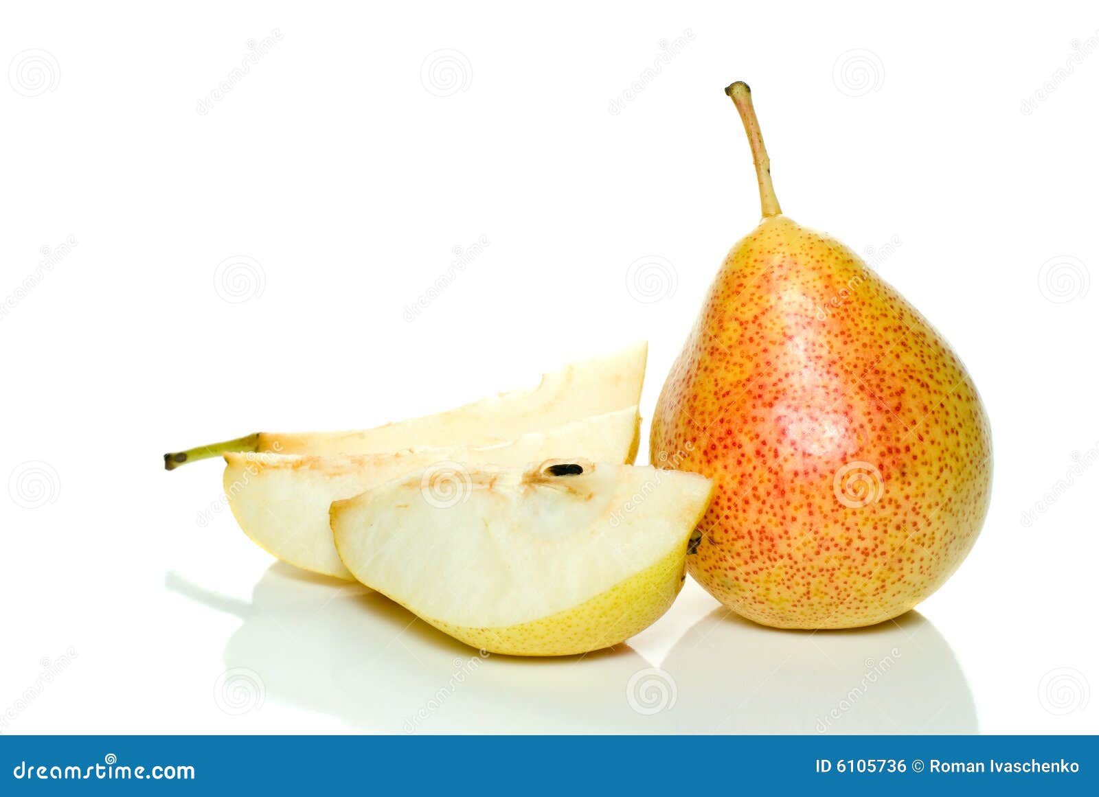 Whole Yellow-red Pear and Few Slices Stock Photo - Image of dots ...