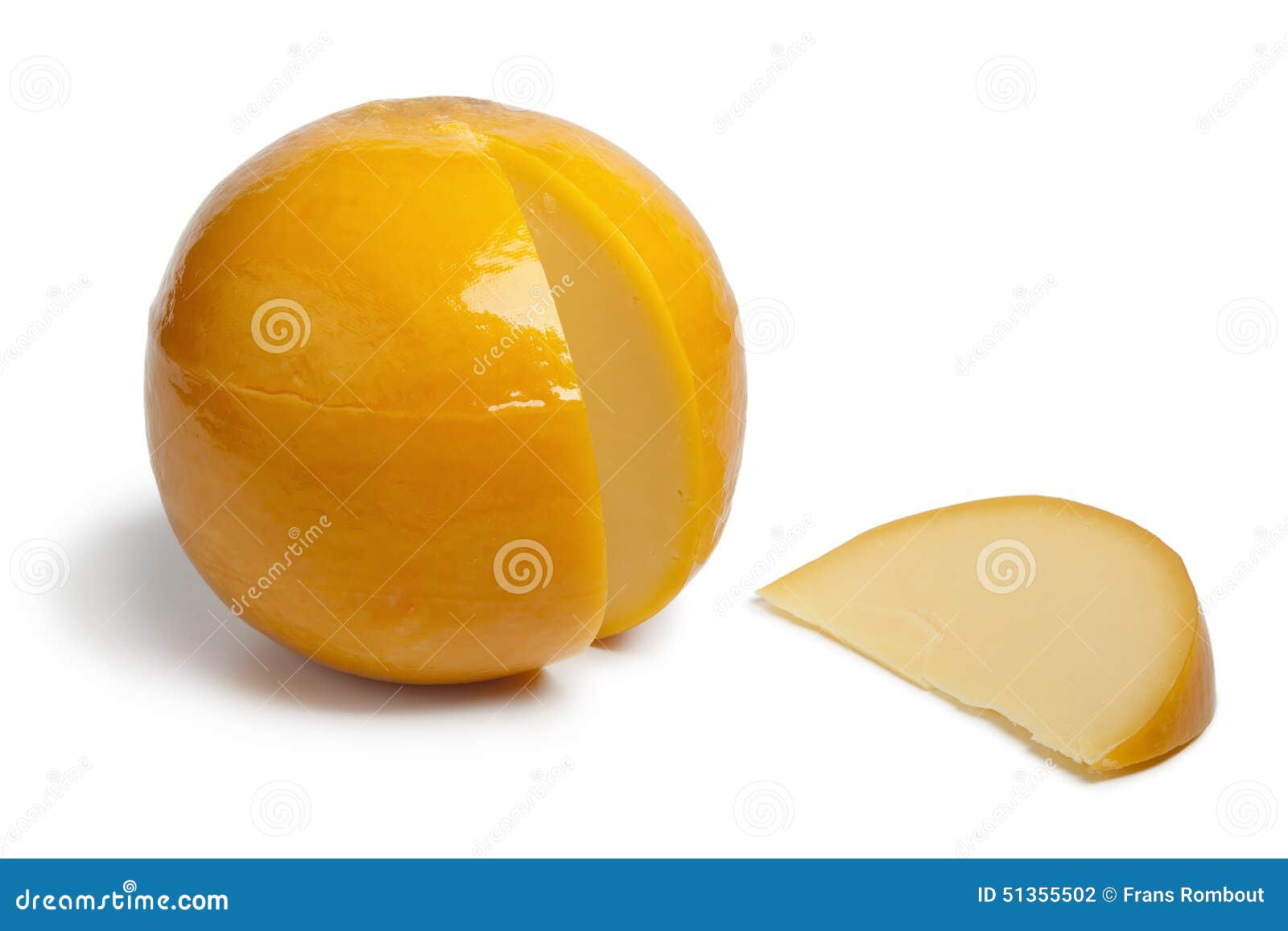 Whole Yellow Round Edam Cheese with a Slice Stock Photo - Image of food ...
