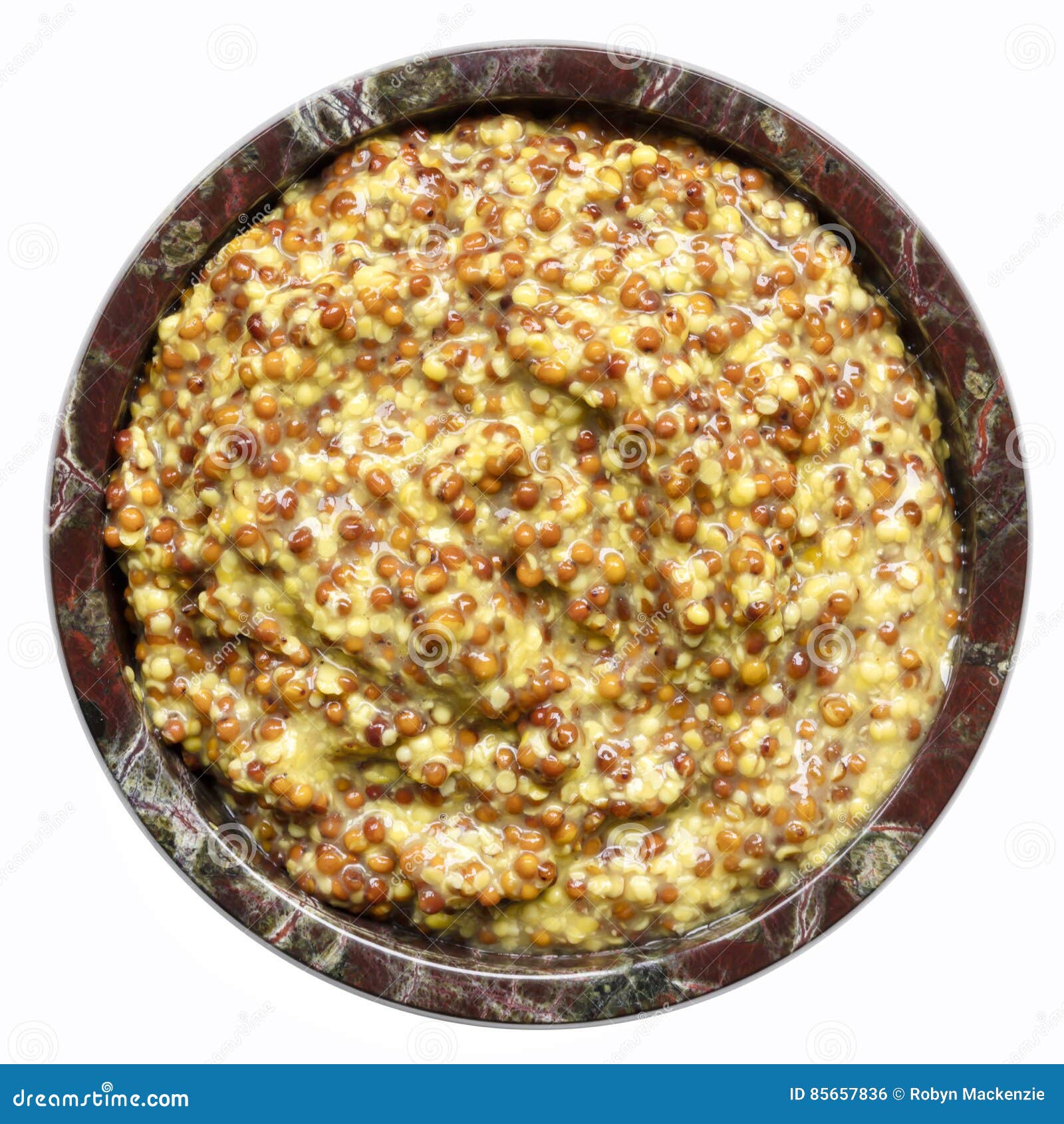 Wholegrain Mustard in Bowl Top View Isolated Stock Photo - Image of ...