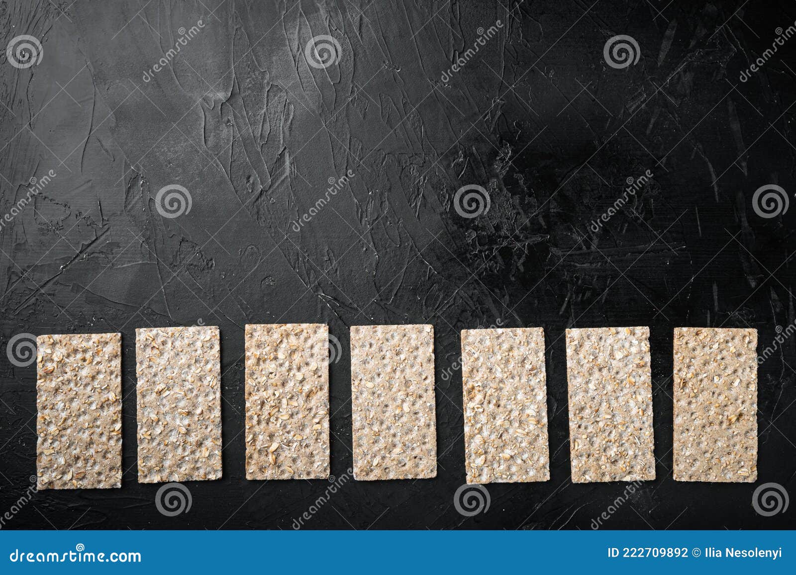 Wholegrain Rye Crispbread Cracker, on Black Dark Stone Table Background ...