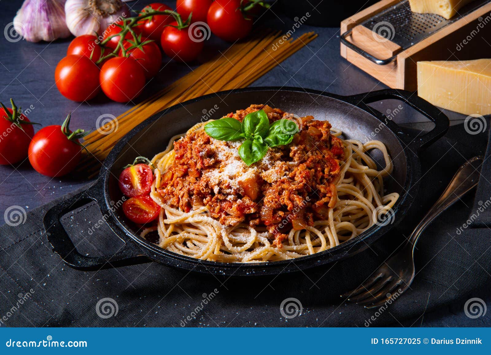 A Wholegrain Spaghetti with Tomato Sauce and Minced Meat Stock Image ...