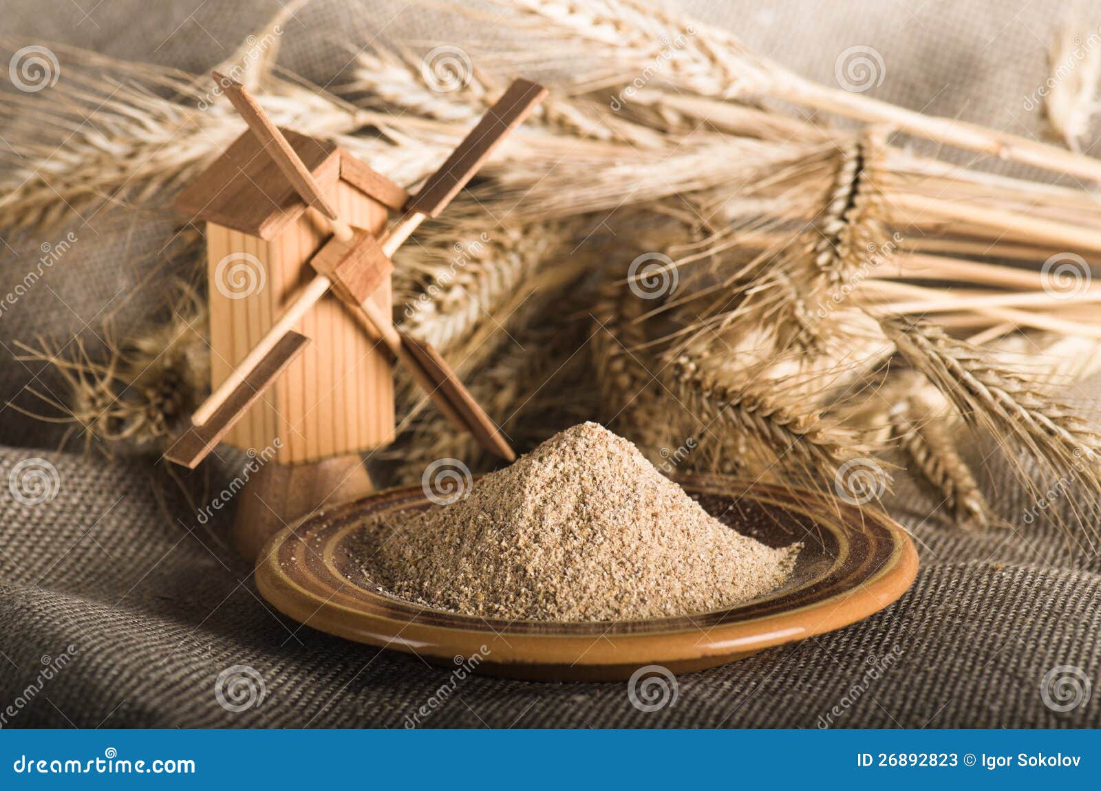 Wholemeal Flour and Wheat on Cloth Sack Stock Image - Image of fresh ...