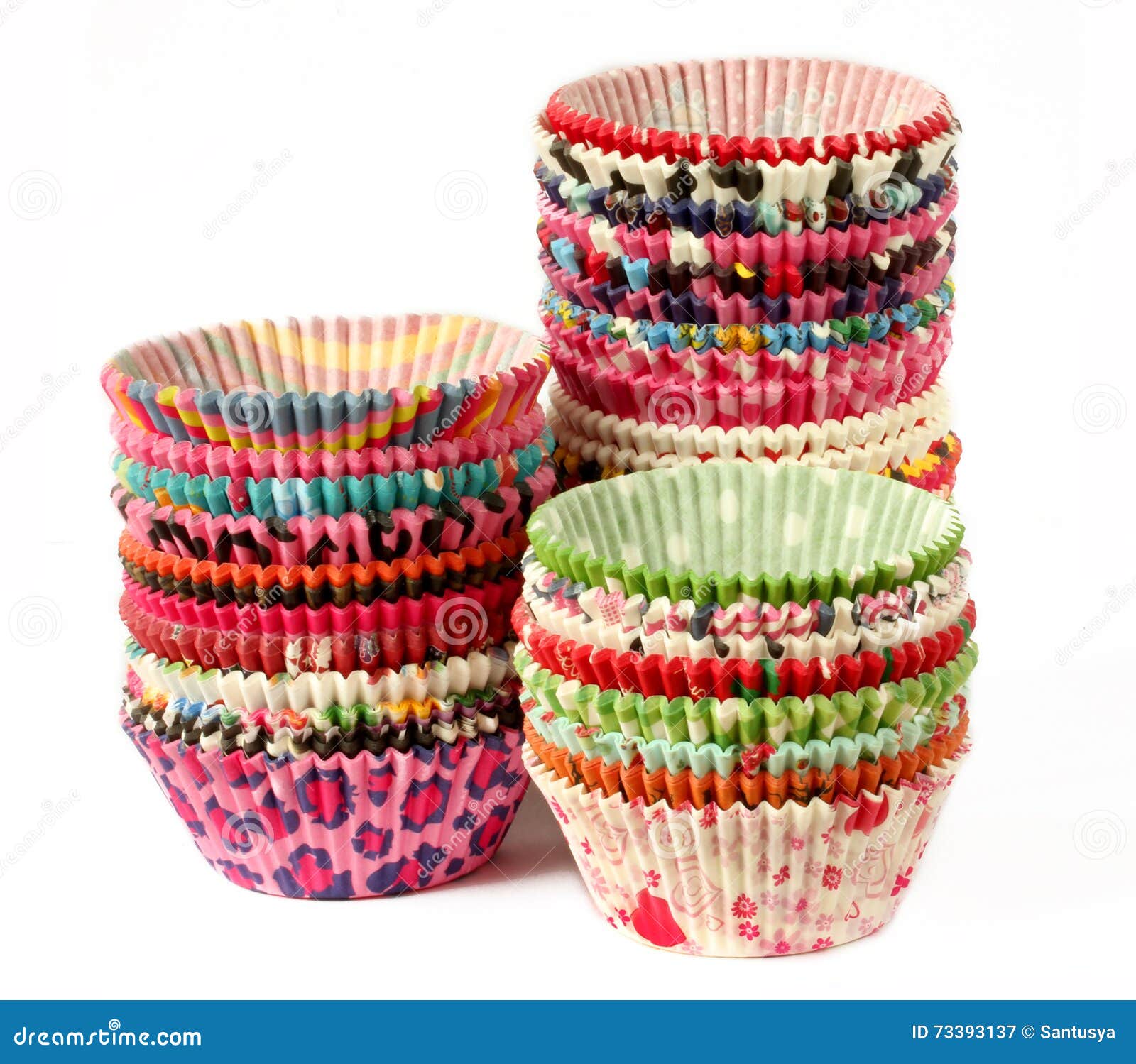 Paper Molds For Making Cupcakes On Yellow Background. Royalty-Free ...