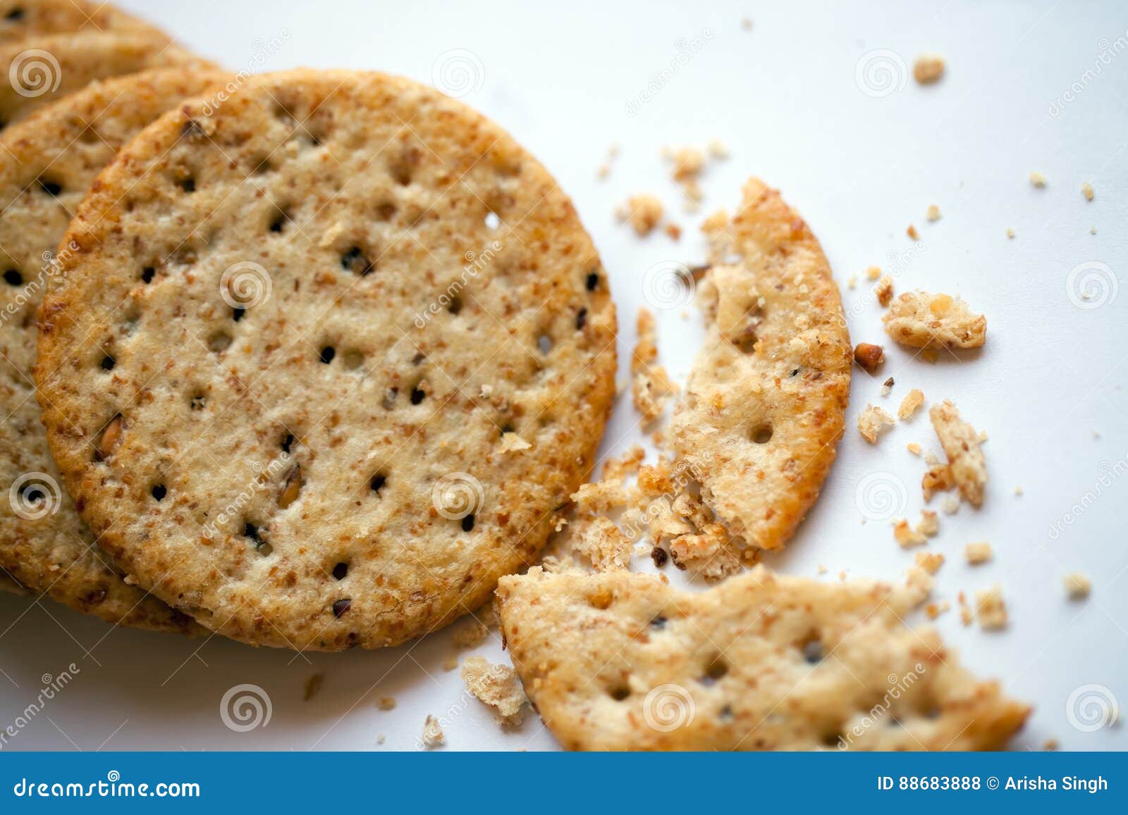 Wholewheat Crackers on a White Background Stock Photo - Image of ...