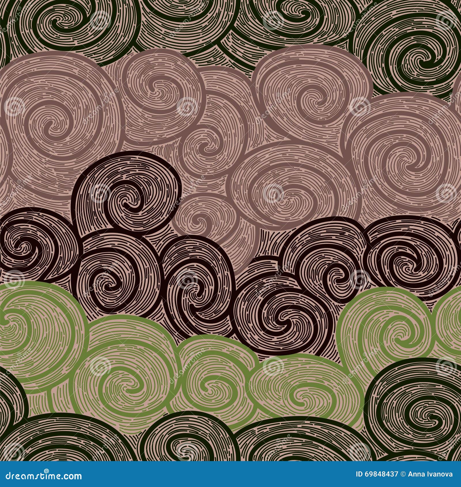 Whorl Seamless Hand Drawn Pattern Stock Vector - Illustration of cover ...