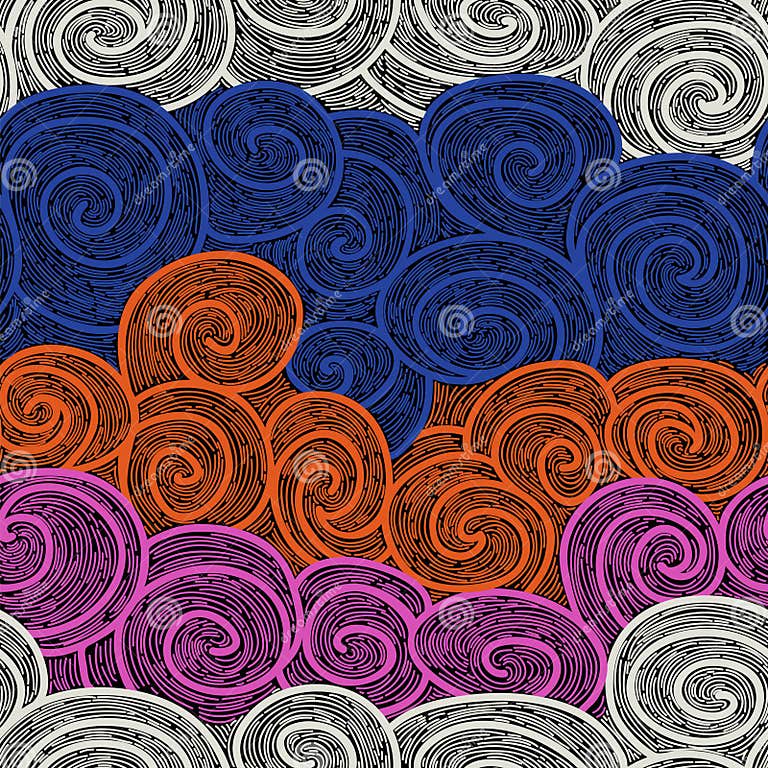 Whorl Seamless Hand Drawn Pattern Stock Vector - Illustration of effect ...