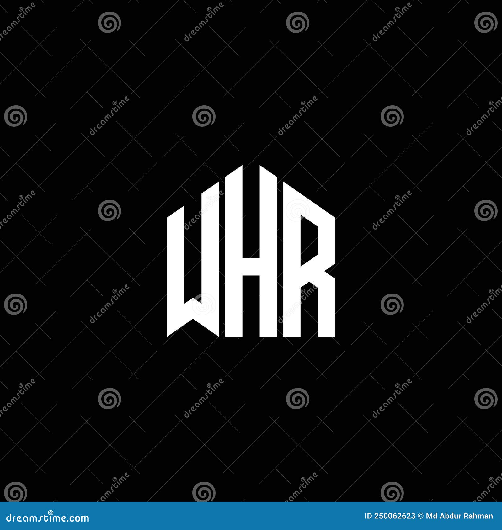 WHR Letter Logo Design on BLACK Background. WHR Creative Initials ...