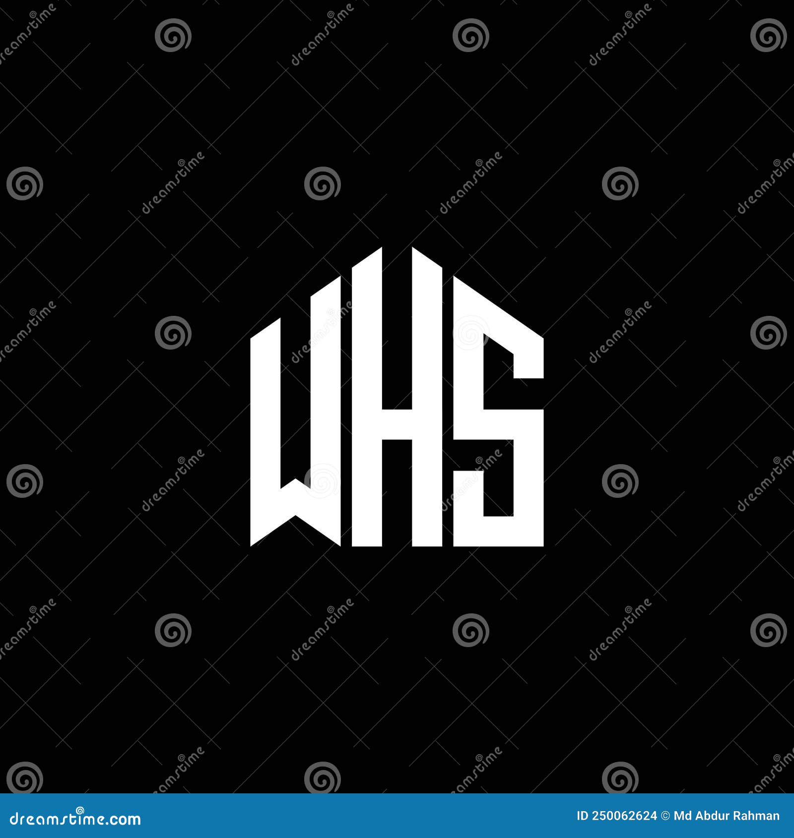 WHS Letter Logo Design on BLACK Background. WHS Creative Initials ...