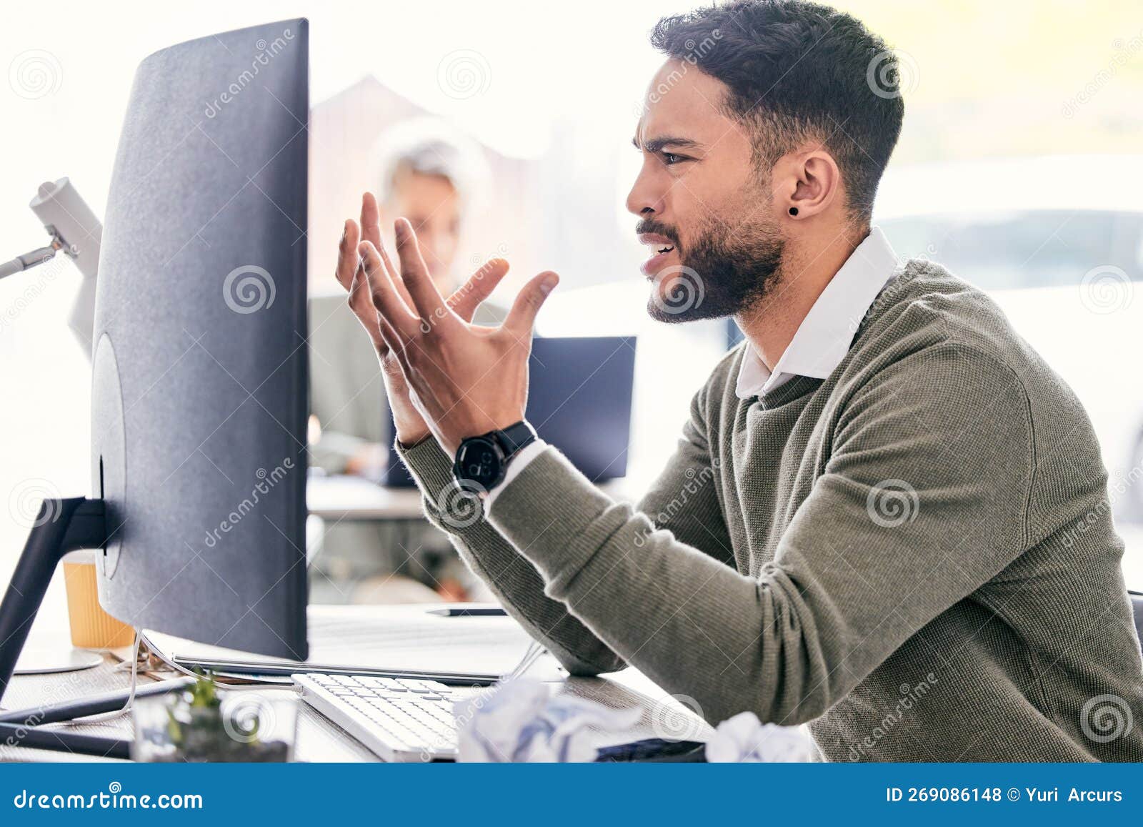 Why Arent You Working. a Handsome Young Businessman Sitting in the ...